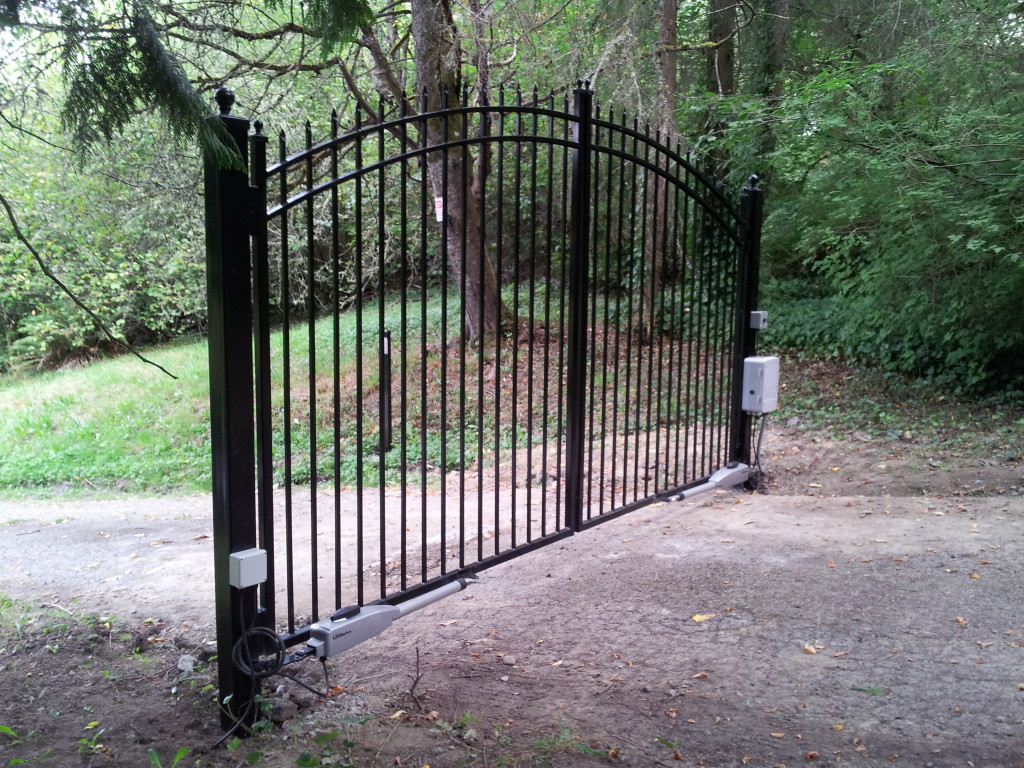 OI Arched Double Gate Back View - Residential & Commercial Fences